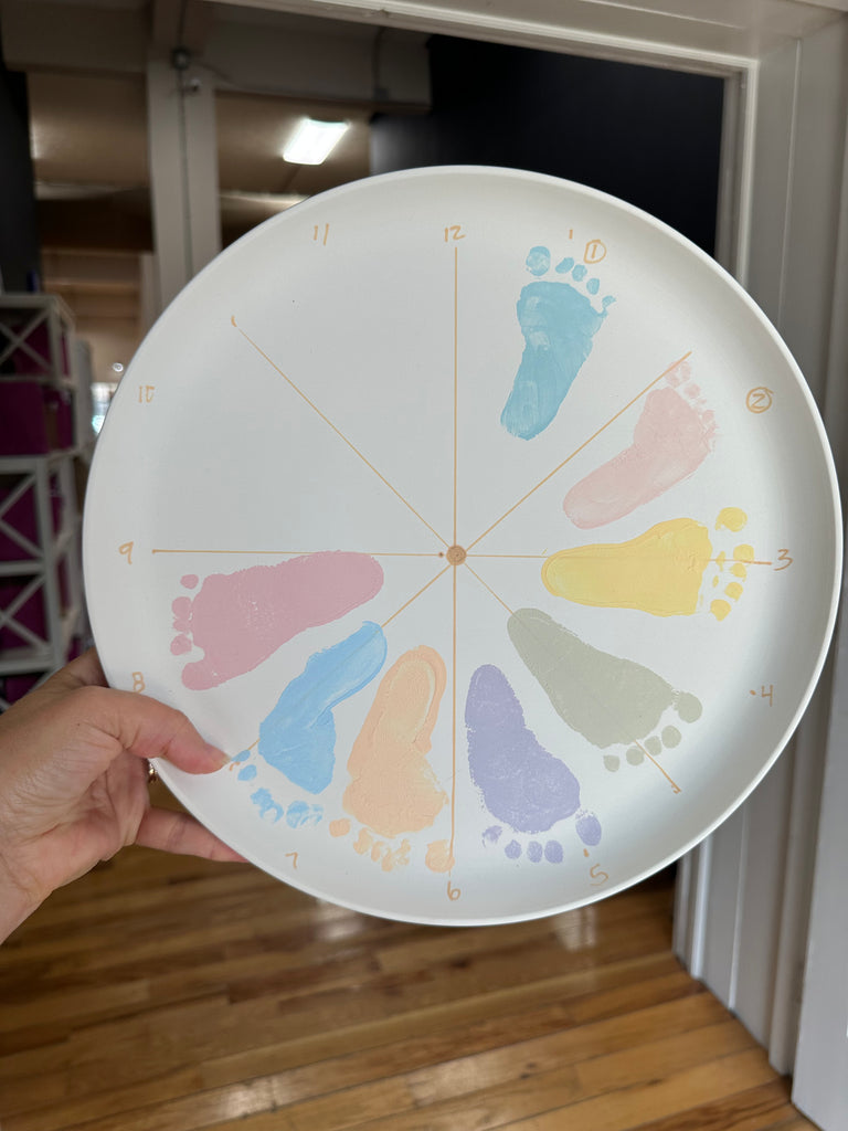 Baby footprint clock kit – Pink Pig Pottery Studio